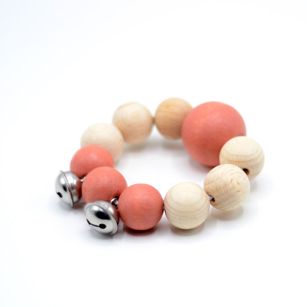 Hochet anneau de dentition Ding Ding corail – Chouquette et Compagnie